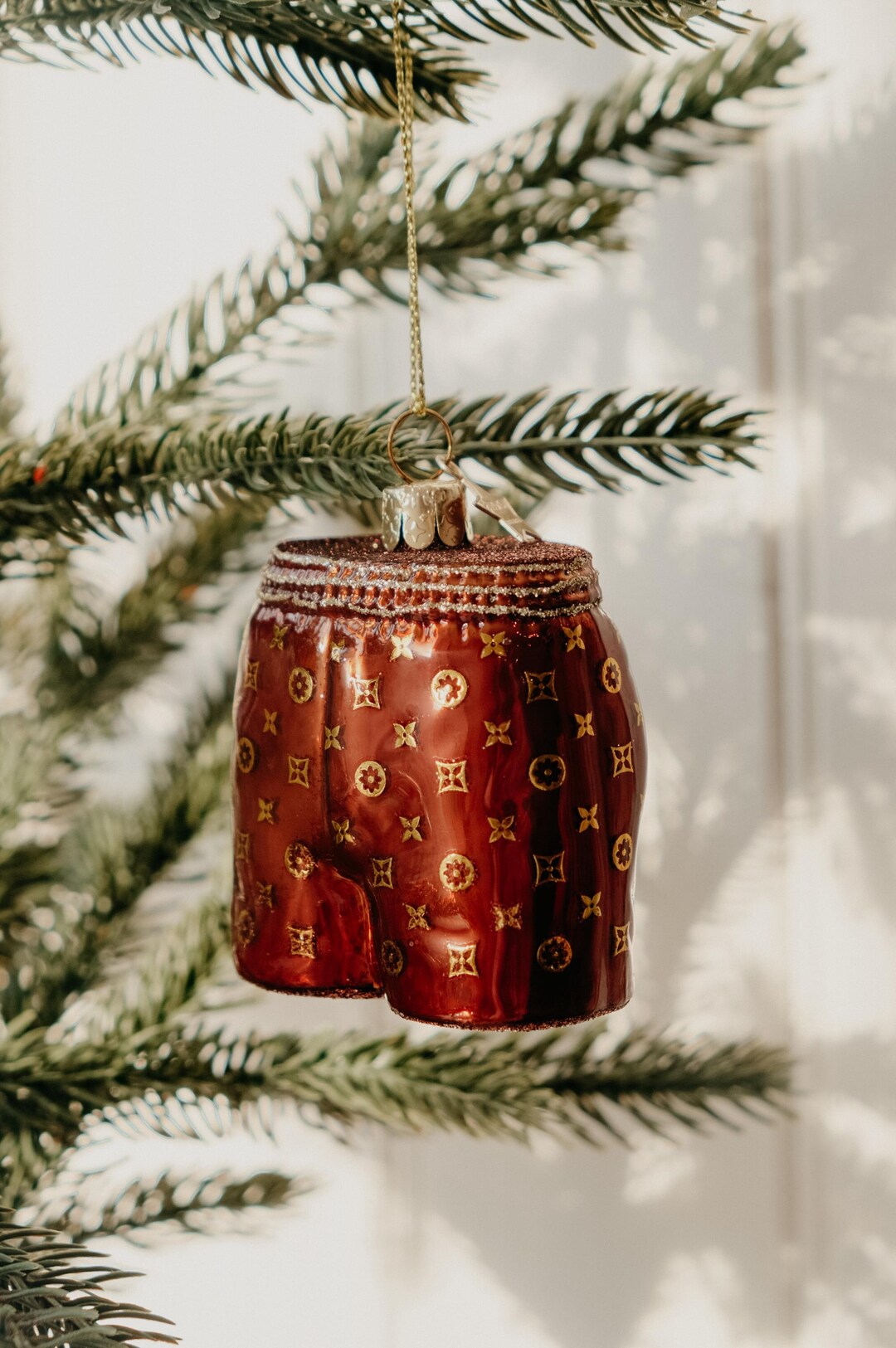 Louis Boxer Shorts Glitter Glass Christmas Tree Bauble - Etsy