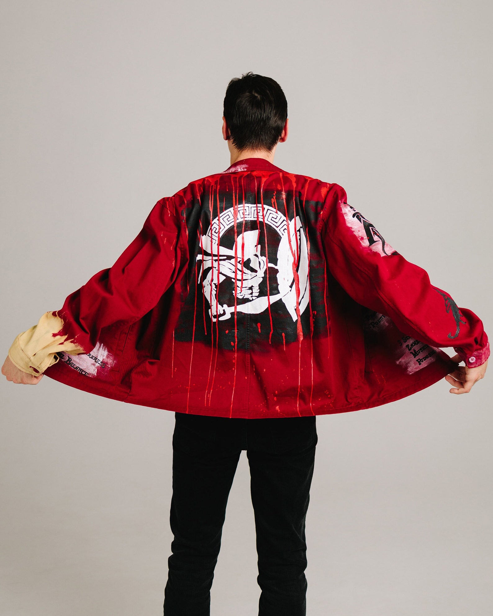 Red Jeans Denim Jacket Men's Jeans Gladiator Sparta - Etsy