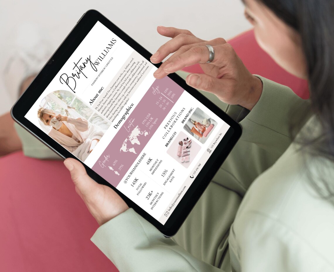 2 Page Influencer Media Kit Template Pink Rate Card Canva Template ...