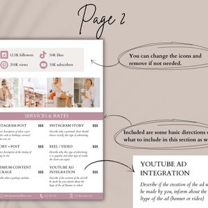 2 Page Influencer Media Kit Template Pink Rate Card Canva Template ...