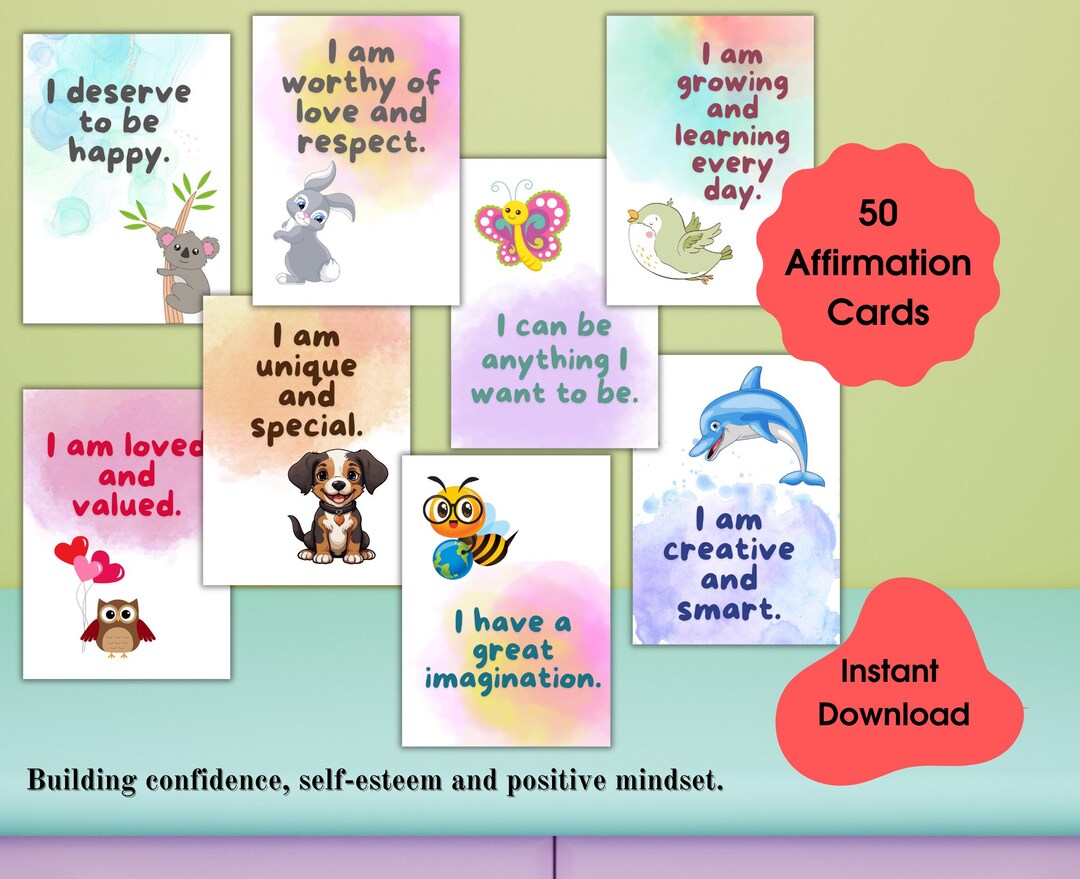 Positive Affirmation Cards for Kids 50 Printable Affirmation Cards for ...