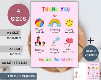 Printable Thank You Card for Daycare Teachers Preschool, Nursery ...