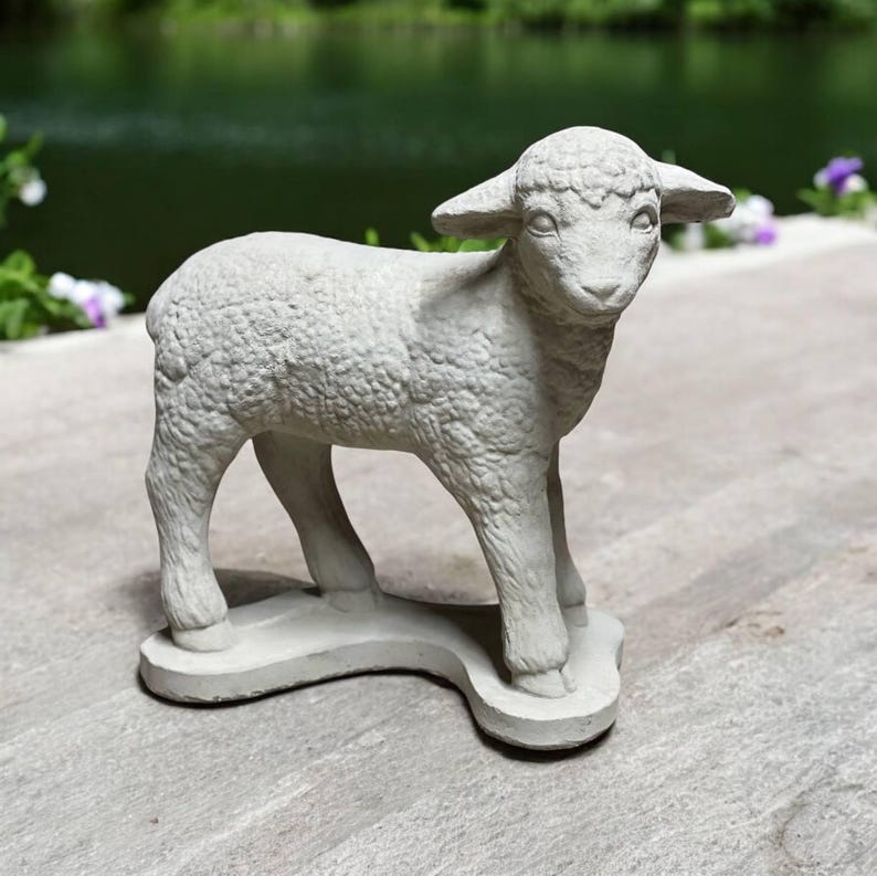 Garden Lamb Art Lamb Concrete Sculpture Farm Animal Beton Decoration ...