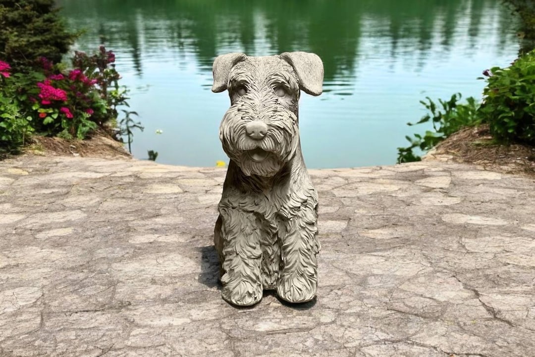 Schnauzer Dog Sculpture Concrete Schnauzer Figurine Outdoor Pet Decor ...