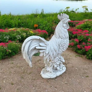 Concrete Rooster Figure Farm Bird Decoration Standing Rooster Outdoor ...