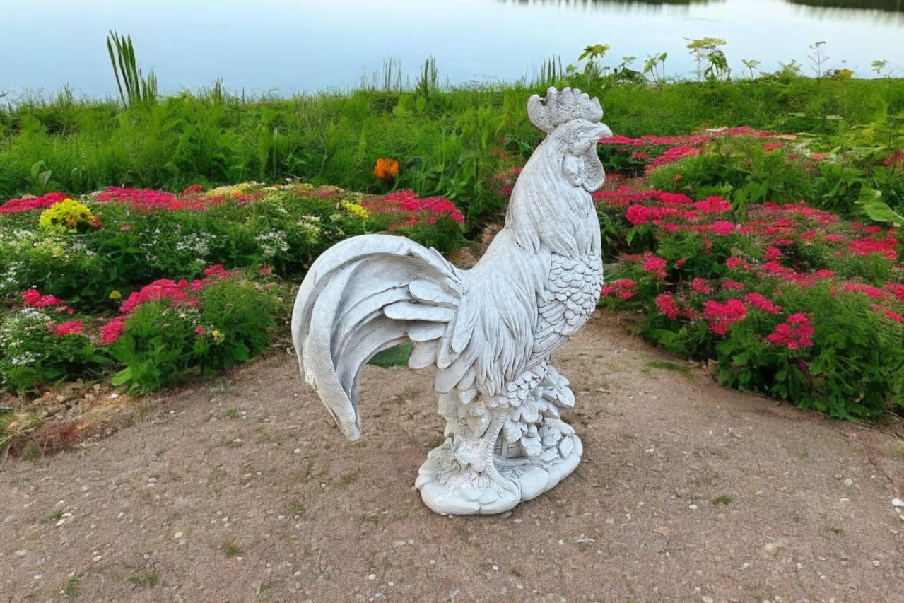 Concrete Rooster Figure Farm Bird Decoration Standing Rooster Outdoor ...