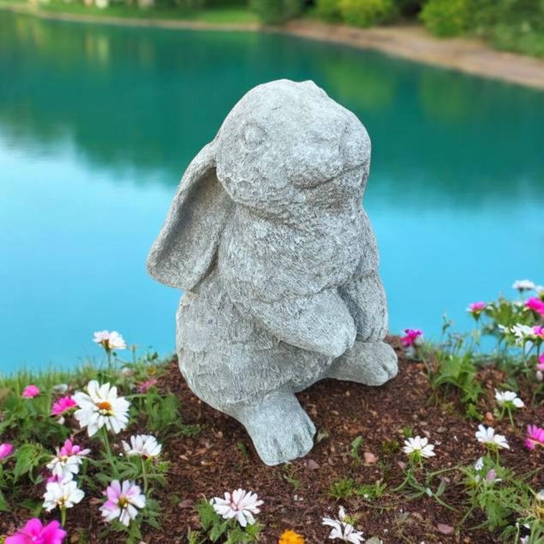 Garden Rabbit Figurine, Beton Animal Sculpture, Bunny Patio Decoration ...
