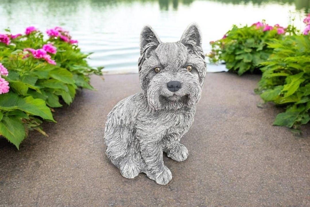 Yard Yorkie Dog Statue, Pet Stone Art, Yorkie Puppy, Concrete Yorkie ...