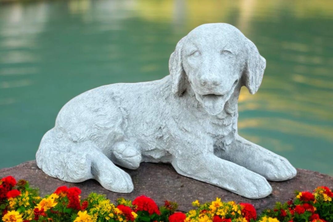Outdoor Dog Statue, Concrete Labrador Figure, Garden Dog Decoration ...
