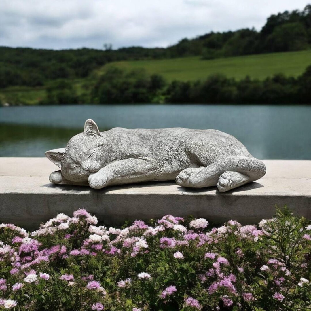 Concrete Kitten Sculpture Beton Cat Loss Figure Stone Pet Lover Gift ...