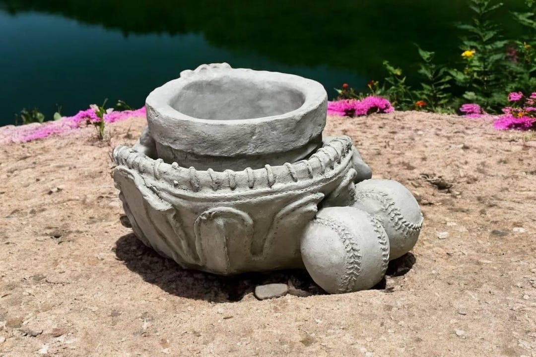 Stone Plant Pot Baseball Glove Concrete Flower Pot Baseball Lover Gift ...