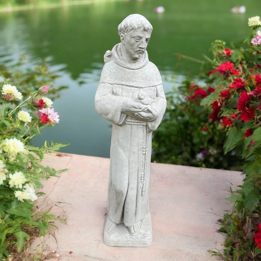 Stone Monk Statue, Garden Monastic Ornament, Yard Religious People ...