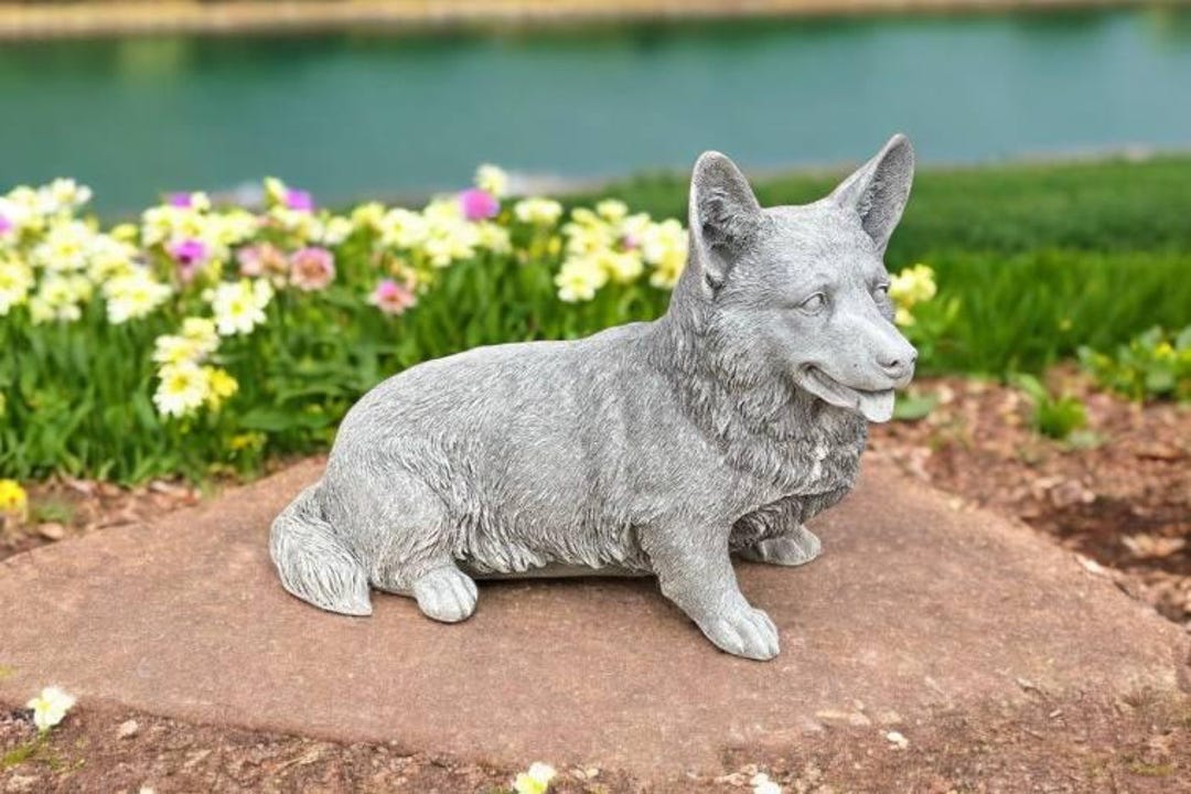 Stone Corgi Dog Royal Corgi Statue Dog Home Decor Concrete Corgi Dog ...