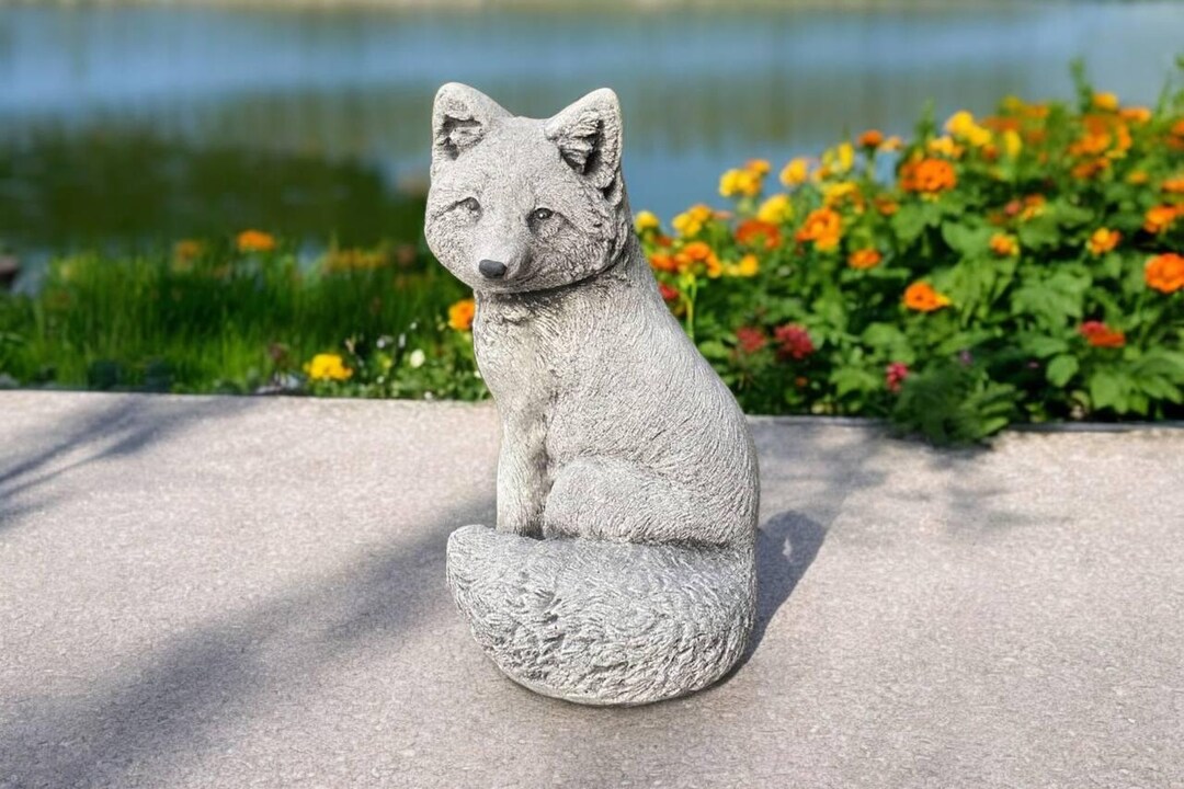 Fox Concrete Sculpture, Garden Animal Idea, Lawn Fox Art, Outdoor Fox ...