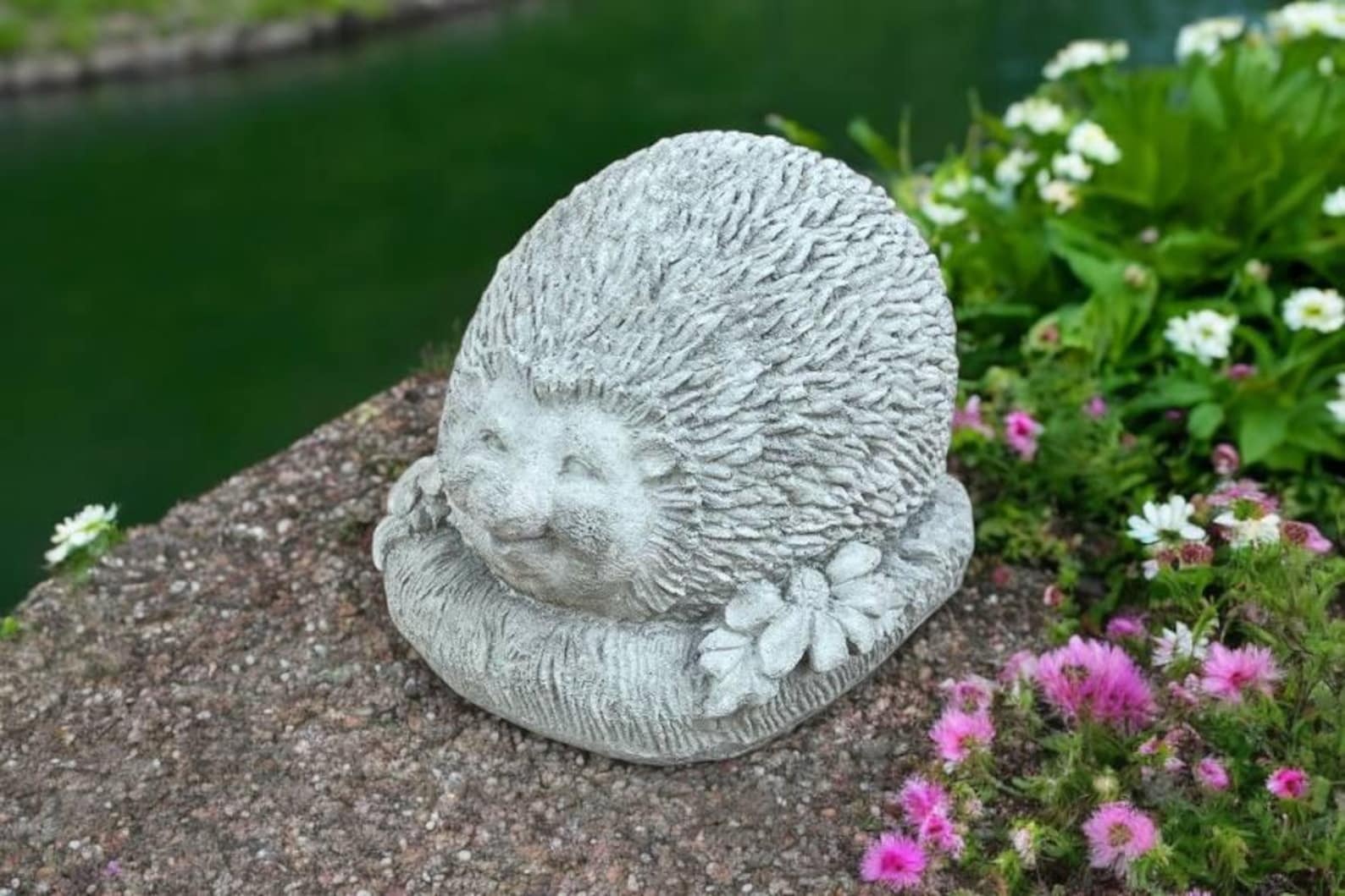 Stone Hedgehog Figurine Realistic Hedgehog on Base Animal Garden ...