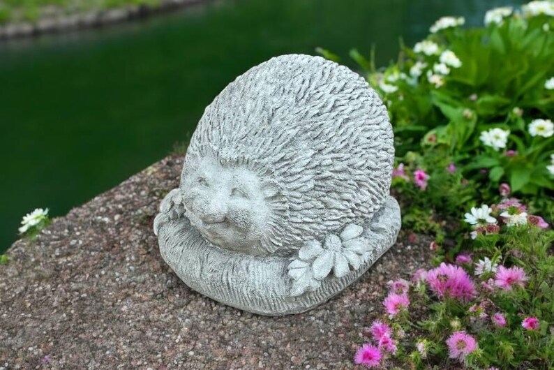 Stone Hedgehog Figurine Realistic Hedgehog on Base Animal Garden ...