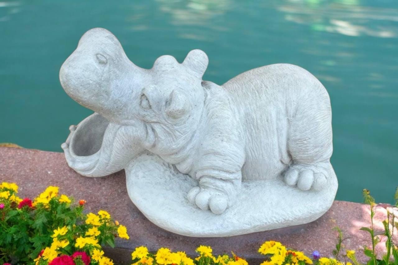Outdoor Hippo Statue, Garden Animal Idea, Hippo Concrete Art, African ...