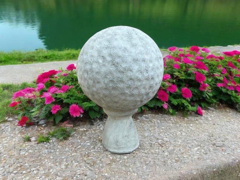 Garden Golf Ball Sculpture, Backyard Solid Statue, Lawn Beton ...