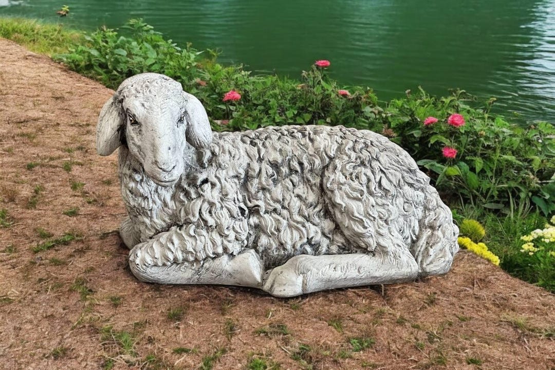 Sheep Outdoor Decor Yard Farm Animal Figurine Garden Lamb Ornament ...