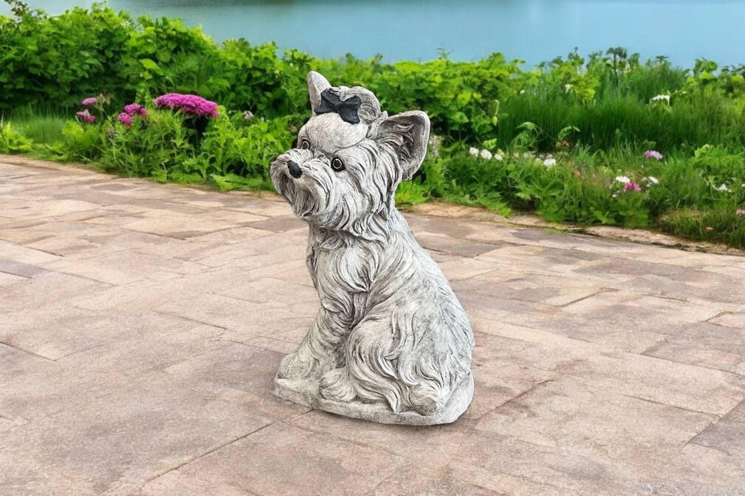 Sitting Dog Figurine Yorkshire Terrier Figurine Stone Dog Decor ...