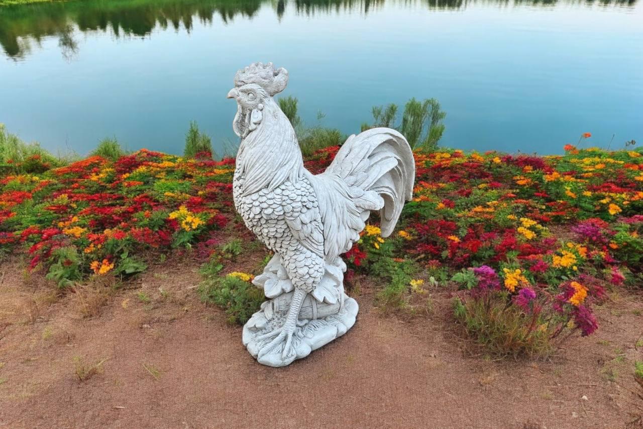 Concrete Rooster Figure Farm Bird Decoration Standing Rooster Outdoor ...
