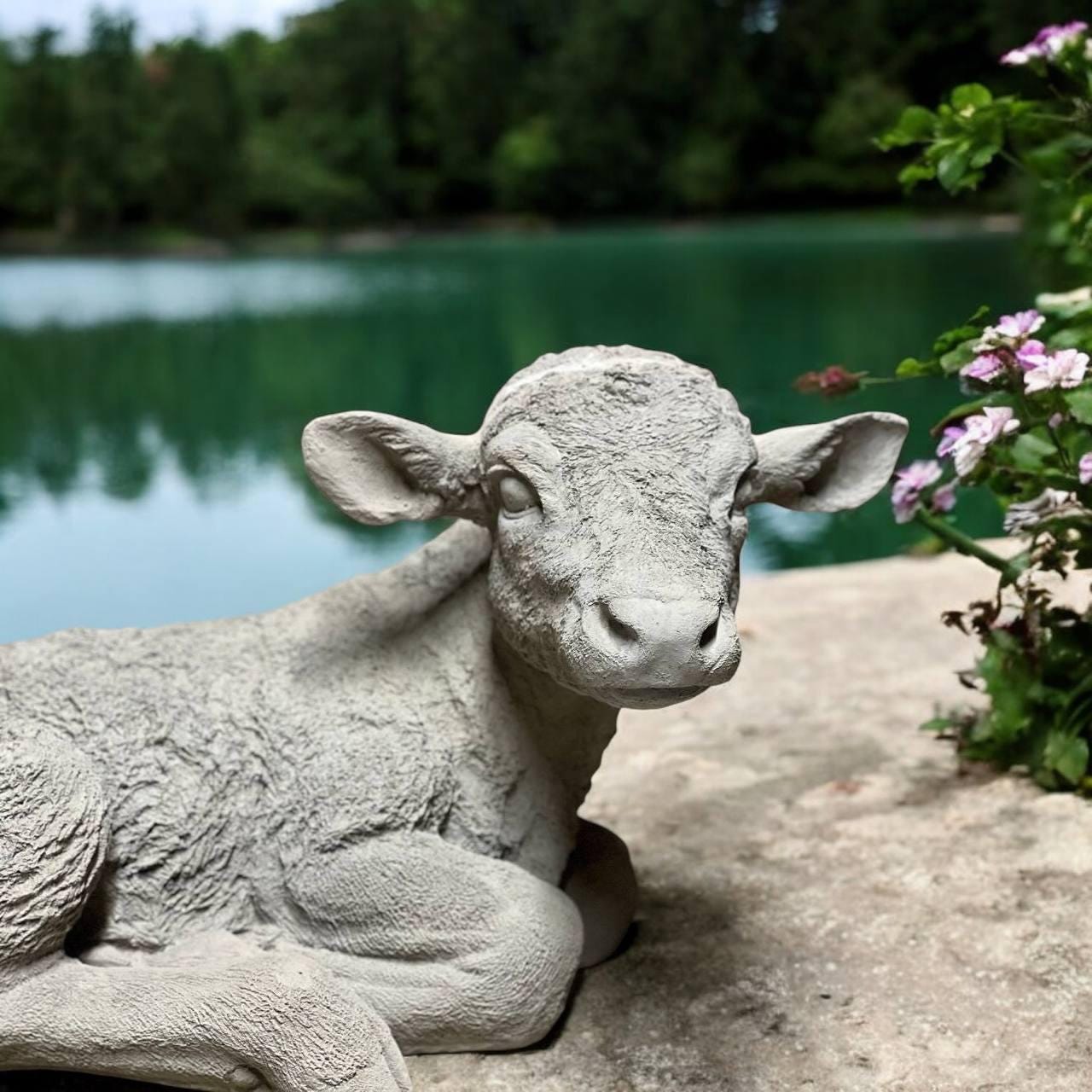 Lawn Cow Decoration Cow Concrete Art Sitting Cow Statue Farm Animal ...