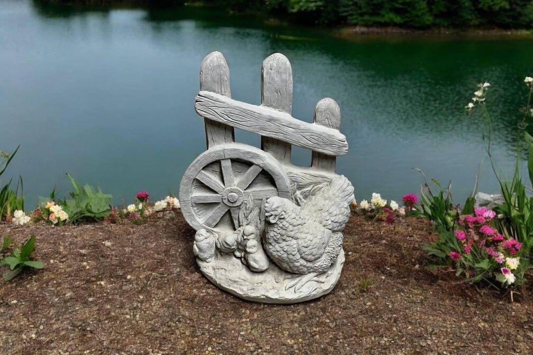 Chicken Sculpture Concrete Chicken With Children Farm Animal Statue ...