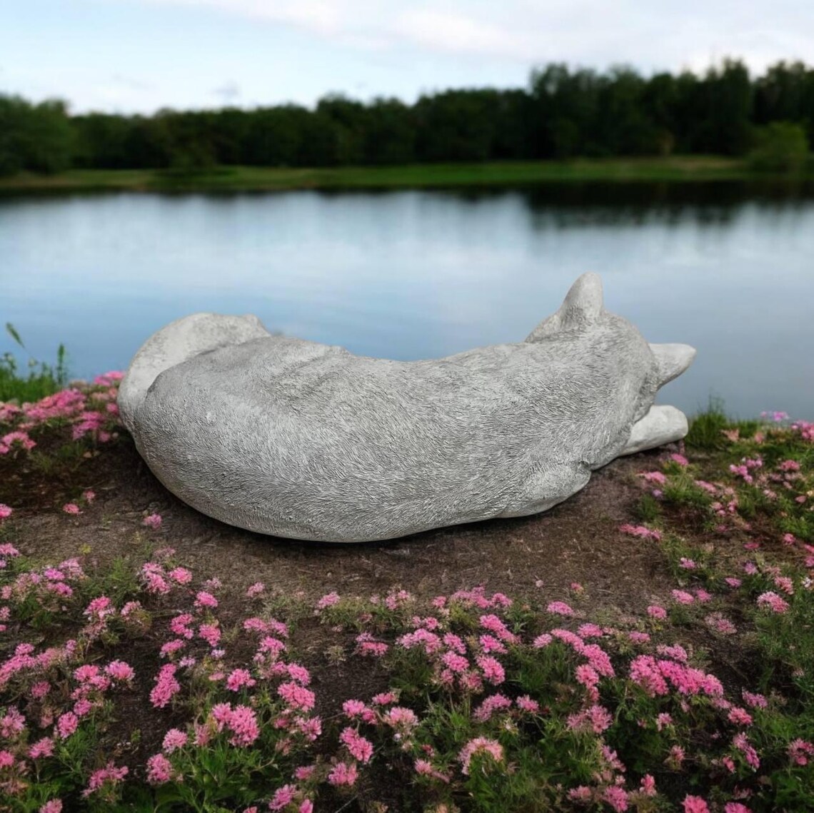 Concrete Kitten Sculpture Beton Cat Loss Figure Stone Pet Lover Gift ...