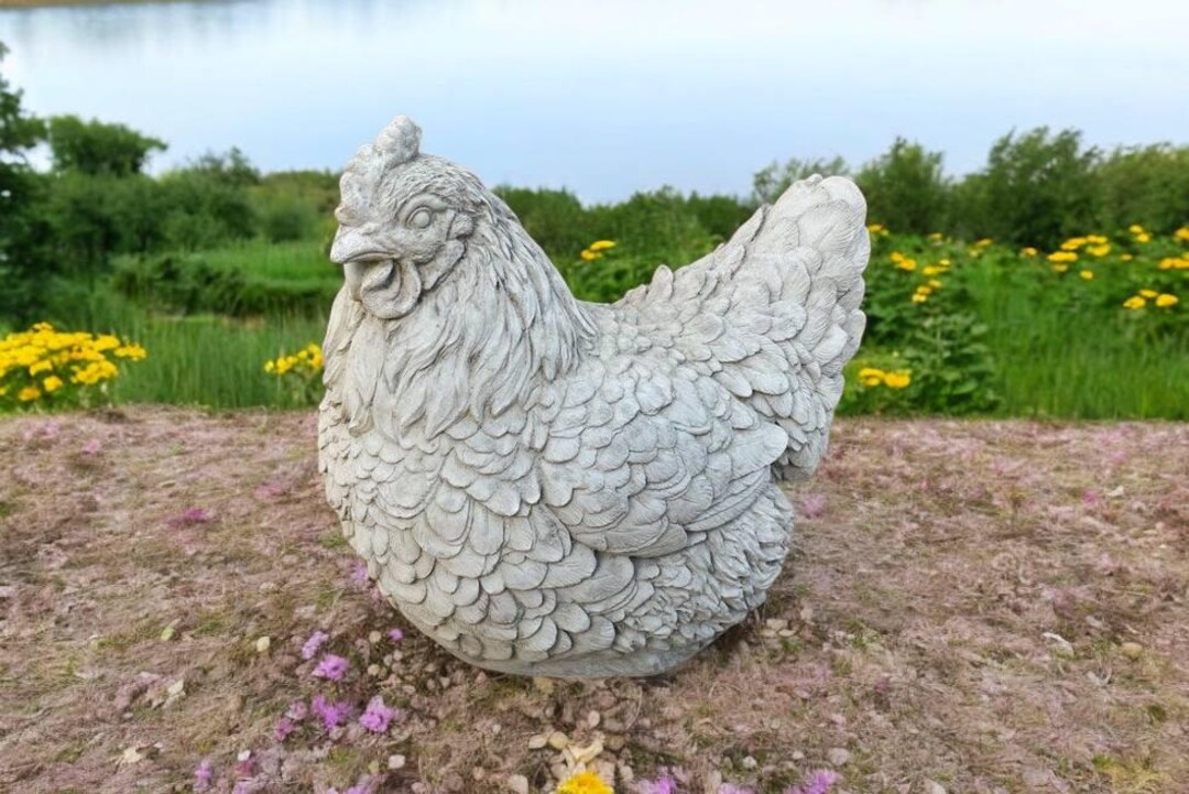 Chicken Figure for Outdoor Backyard Decor Stone Farm Animal Statue ...