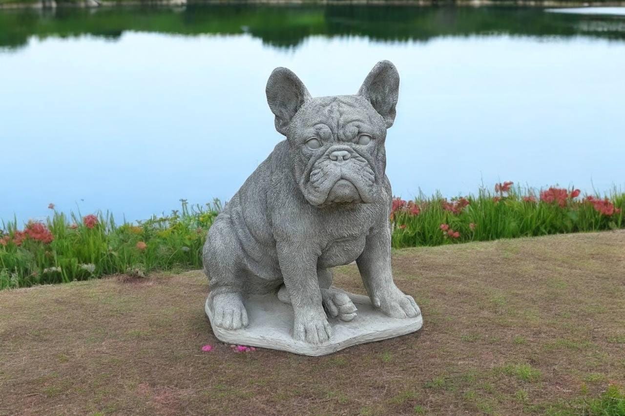 Massive Bulldog Figure Stone Bulldog Decor Dog Owner Gift Sitting ...