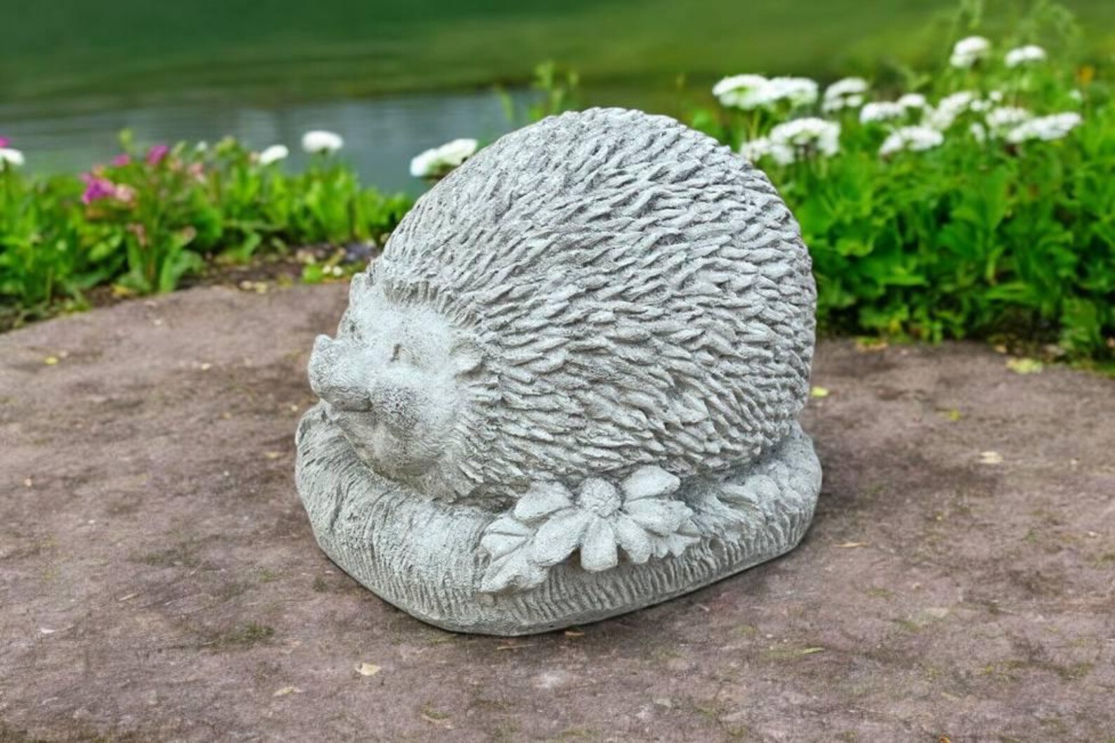 Stone Hedgehog Figurine Realistic Hedgehog on Base Animal Garden ...