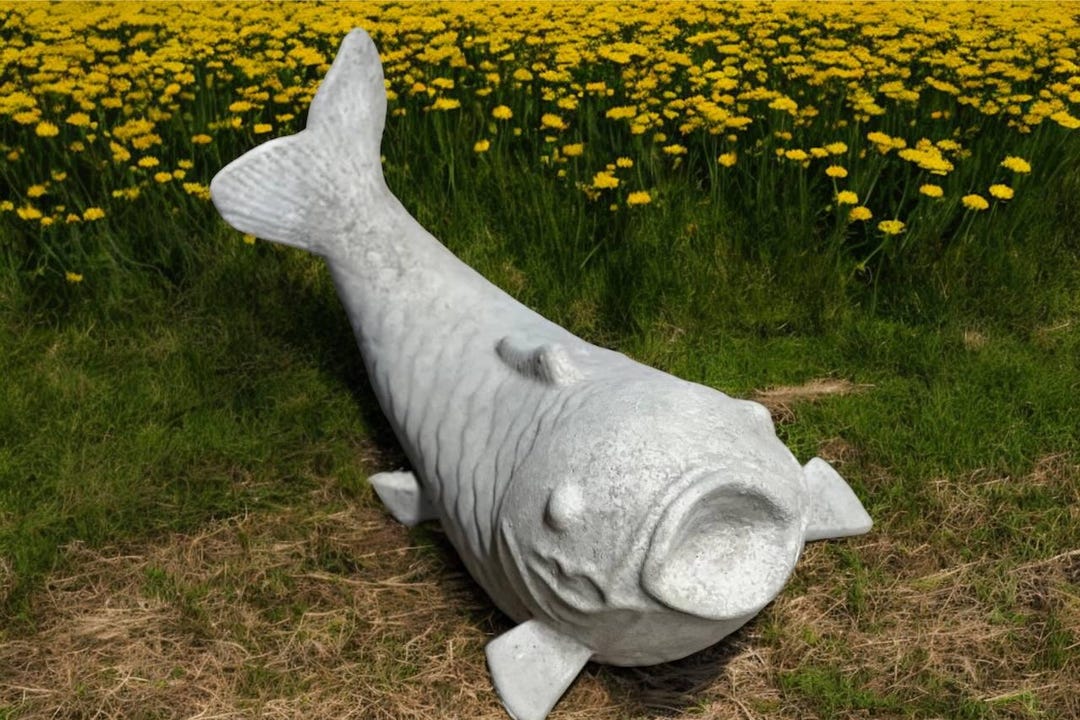 Koi Fish Outdoor Home Decor Stone Fish Statue Pond Decoration Japanese ...