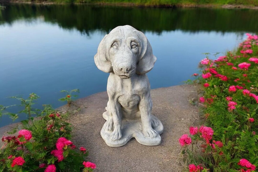 Beton Beagle Sculpture Dog Yard Decoration Concrete Detailed Beagle ...