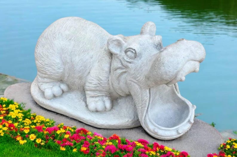 Outdoor Hippo Statue, Garden Animal Idea, Hippo Concrete Art, African ...