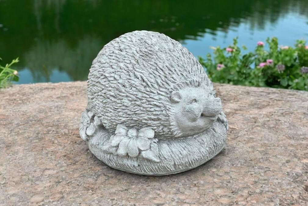 Stone Hedgehog Figurine Realistic Hedgehog on Base Animal Garden ...