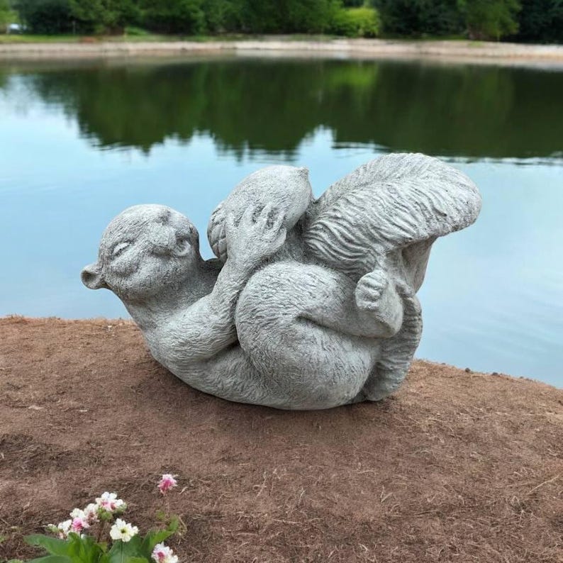 Realistic Squirrel Ornament Yard Forest Animal Statue Squirrel Beton ...