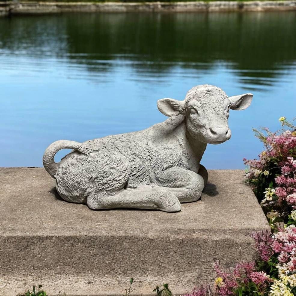 Lawn Cow Decoration Cow Concrete Art Sitting Cow Statue Farm Animal ...