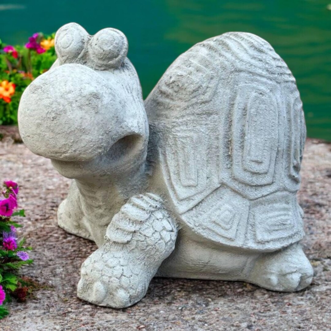 Stone Turtle Figurine, Lawn Tortoise Art, Garden Turtle Ornament ...