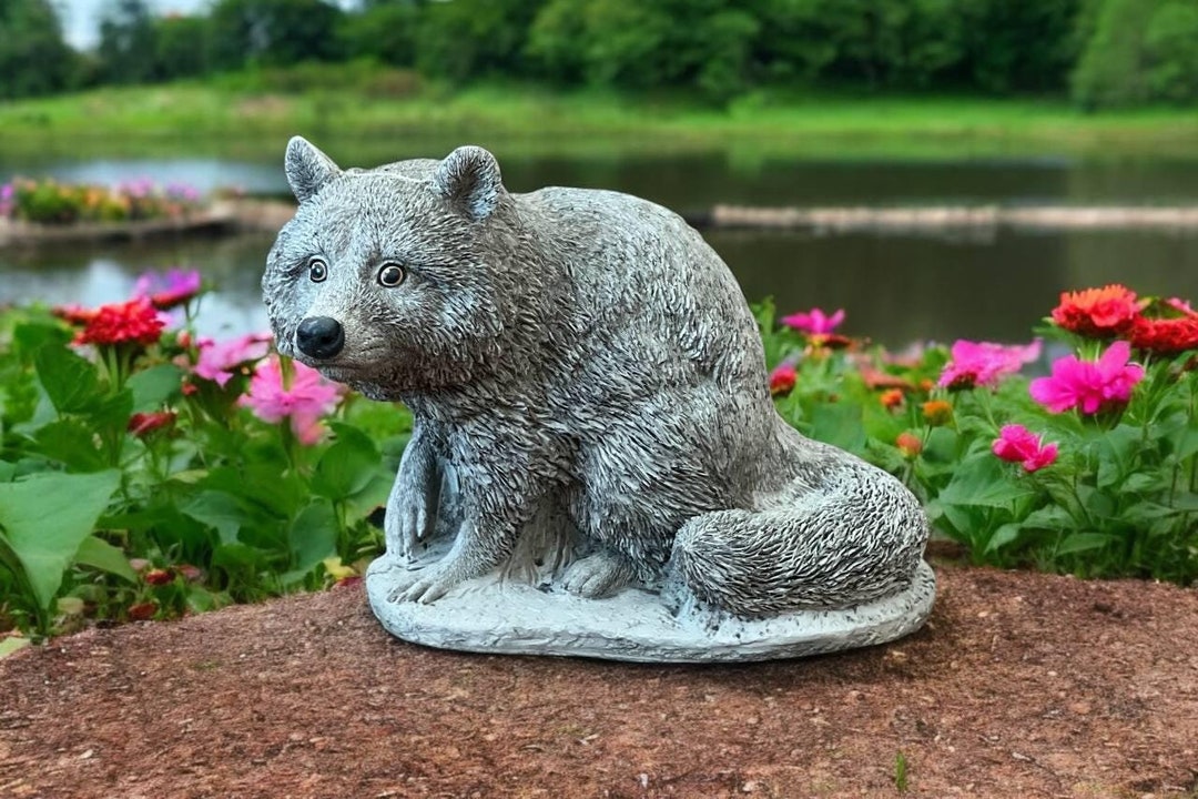 Beton Raccoon Statue Animal Yard Ornament Cement Raccoon Sculpture ...