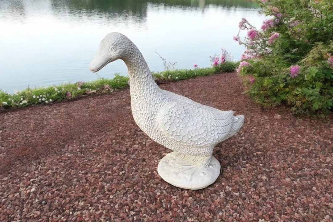 Massive Goose Statue Stone Garden Goose Decoration Large Standing Goose ...
