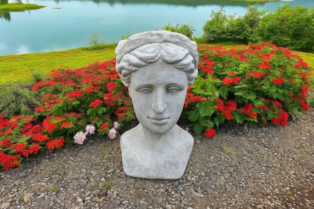 Concrete Lady Bust Woman Head Flower Pot Garden Planter Lady Head ...