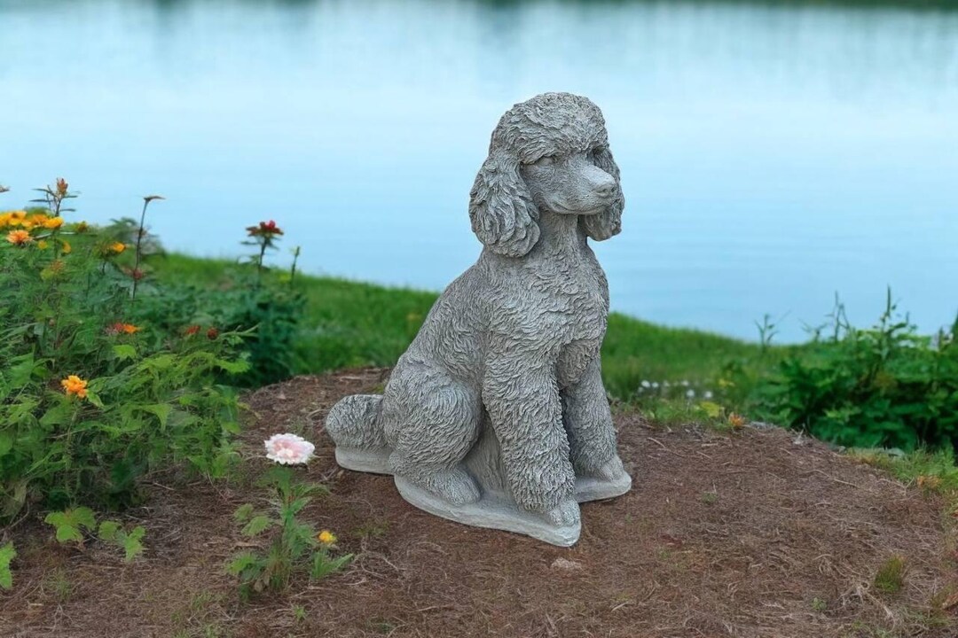 Massive Poodle Statue Concrete Dog Pet Memorial Stone Poodle Figurine ...