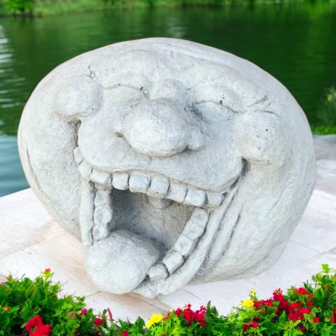 Face Rock Statue, Lawn Ornament, Concrete Rock Decoration, Outdoor ...
