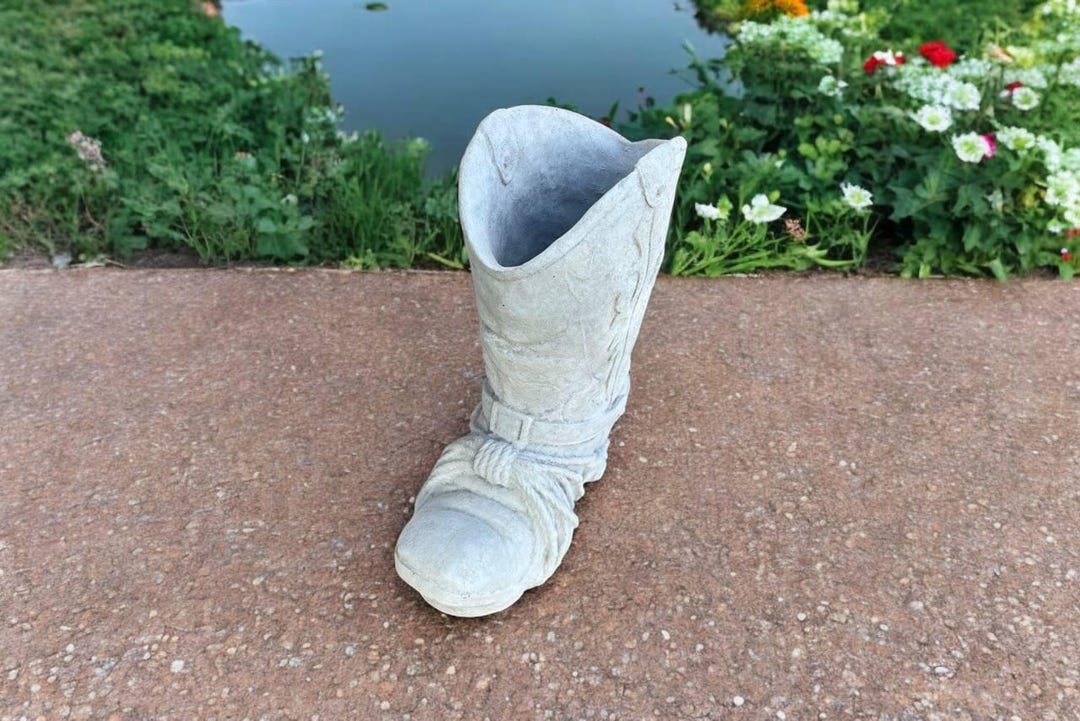 Beton Cowboy Boot, Garden Stone Ornament, Stone Pot, Lawn Cowboy ...