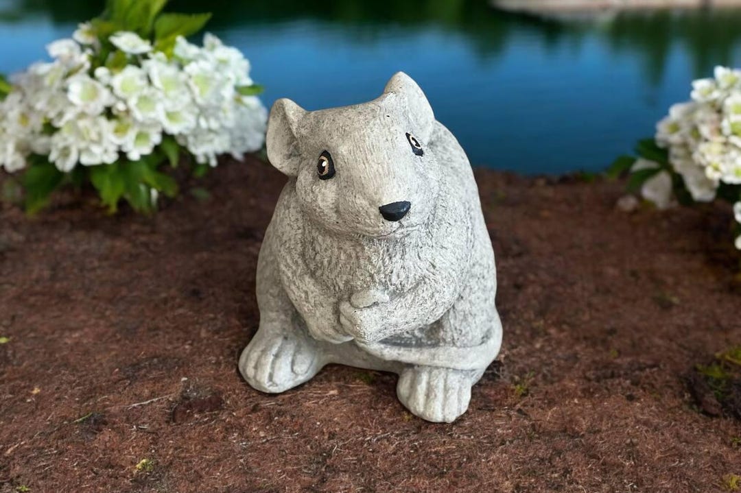 Painted Mouse Figure Concrete Animal Garden Statue Stone Mouse Outdoor ...