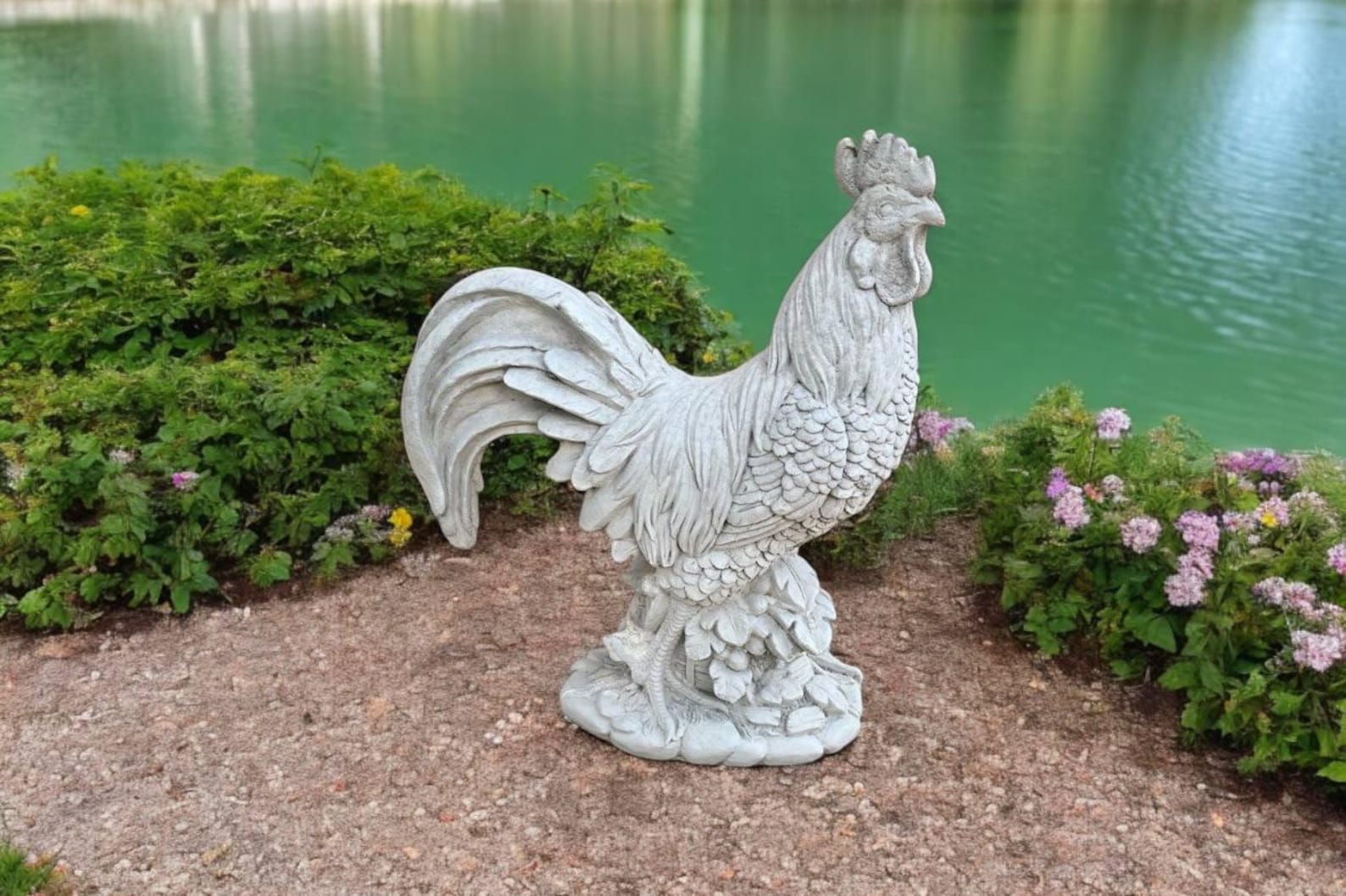 Concrete Rooster Figure Farm Bird Decoration Standing Rooster Outdoor ...