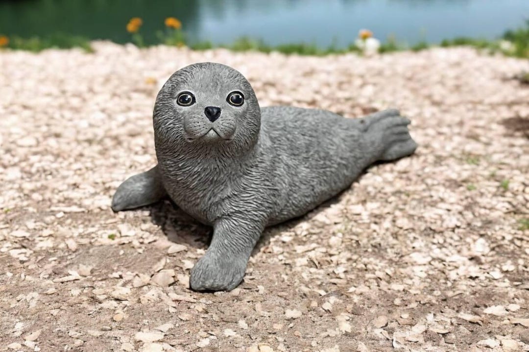 Laying Seal Figurine Stone Animal Decoration Little Seal Statue Sea ...