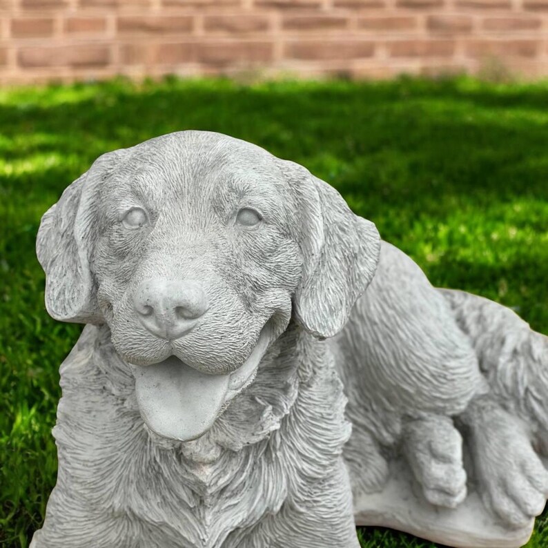 Concrete Dog Sculpture, Stone Retriever Dog, Outdoor Dog Figure, Pet ...