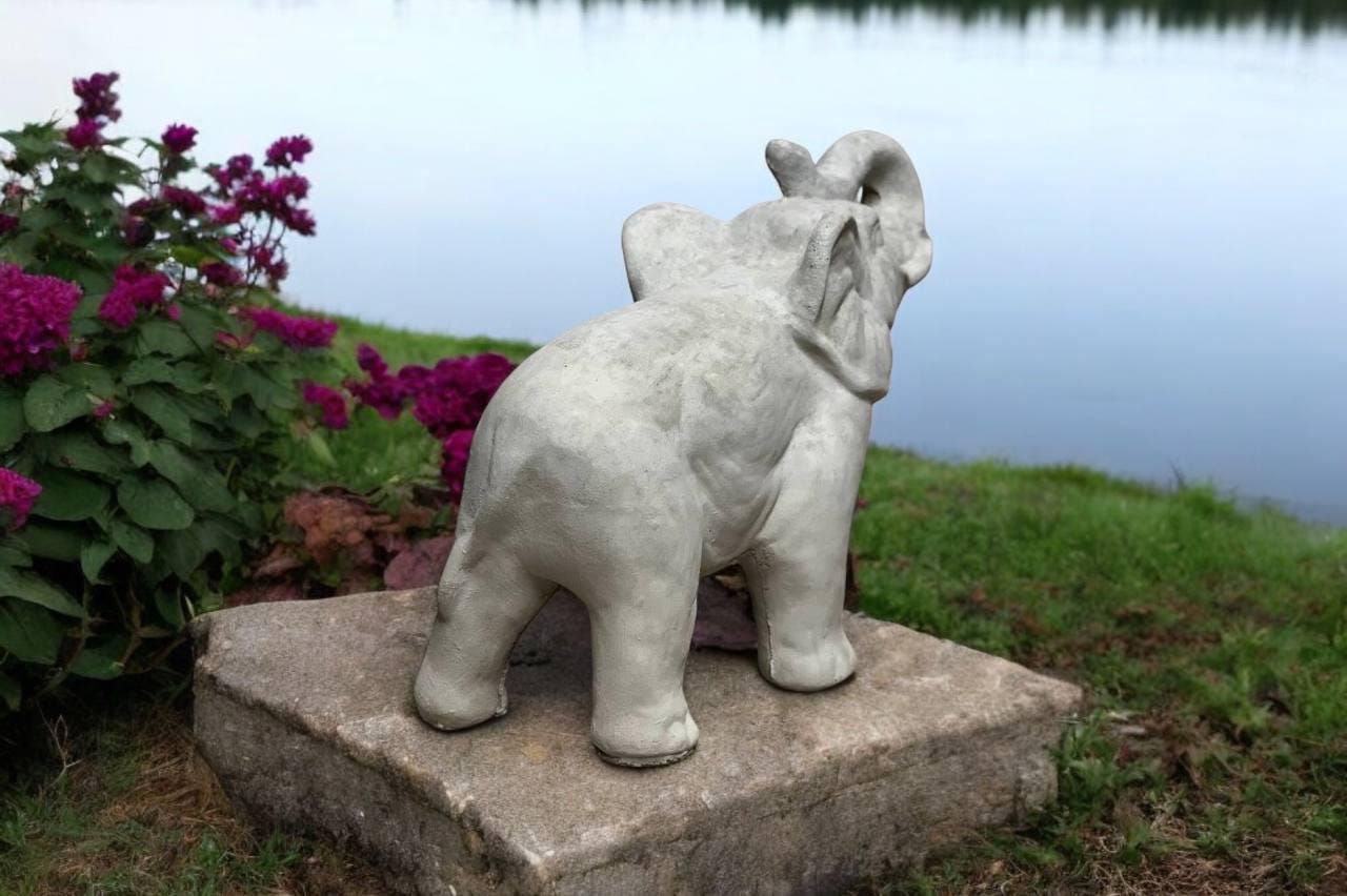 Small Elephant Figure Concrete Baby Elephant Outdoor Patio African ...