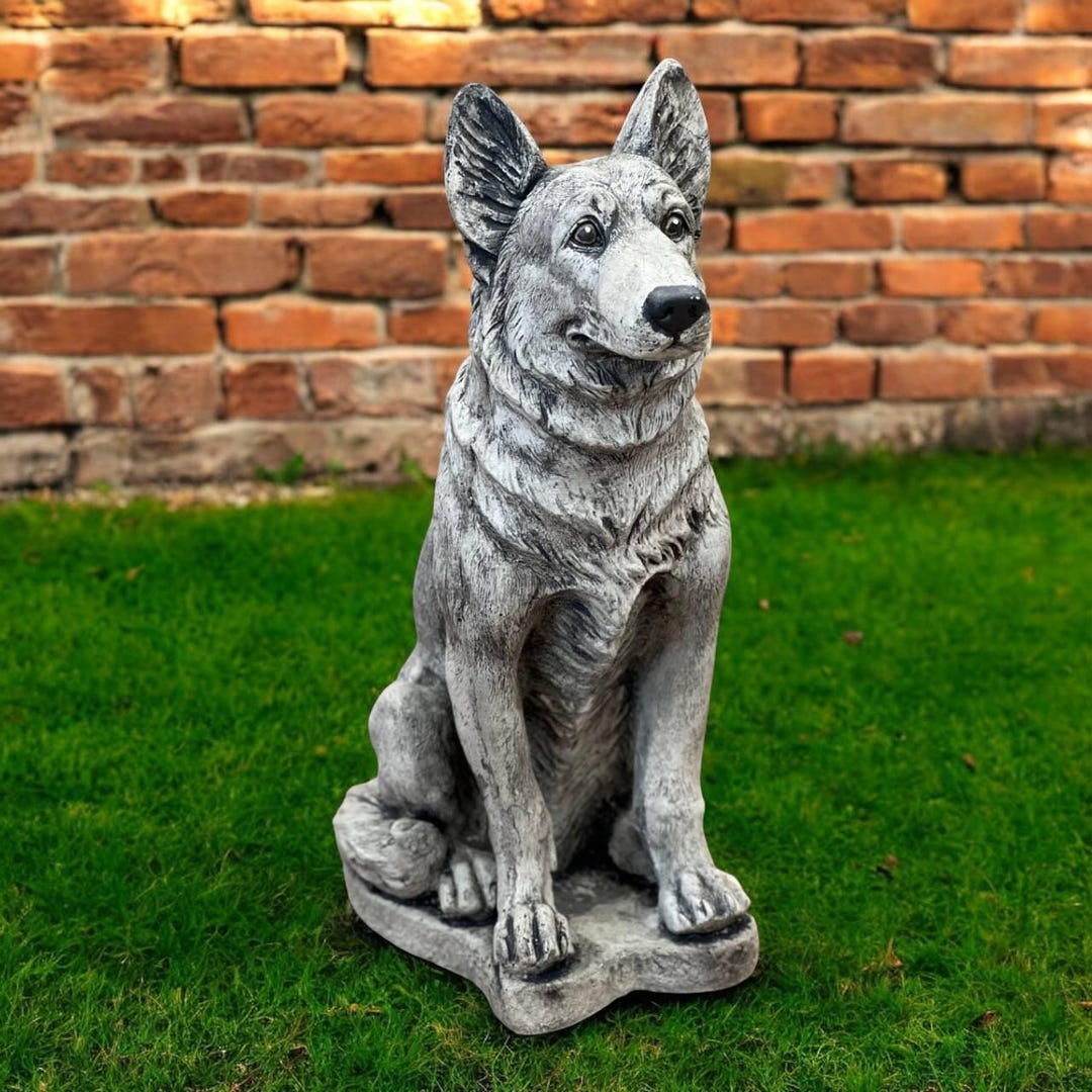 German Shepherd Statue, Cement Dog Art, Lawn Pet Idea, Garden Shepherd ...